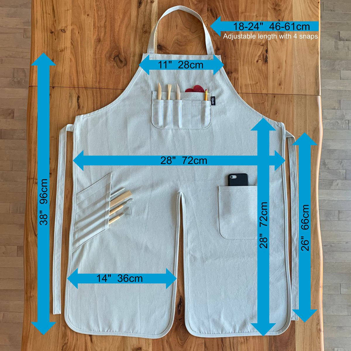 Slipster Pottery - Pottery Apron with Split Leg and Pockets for Tools